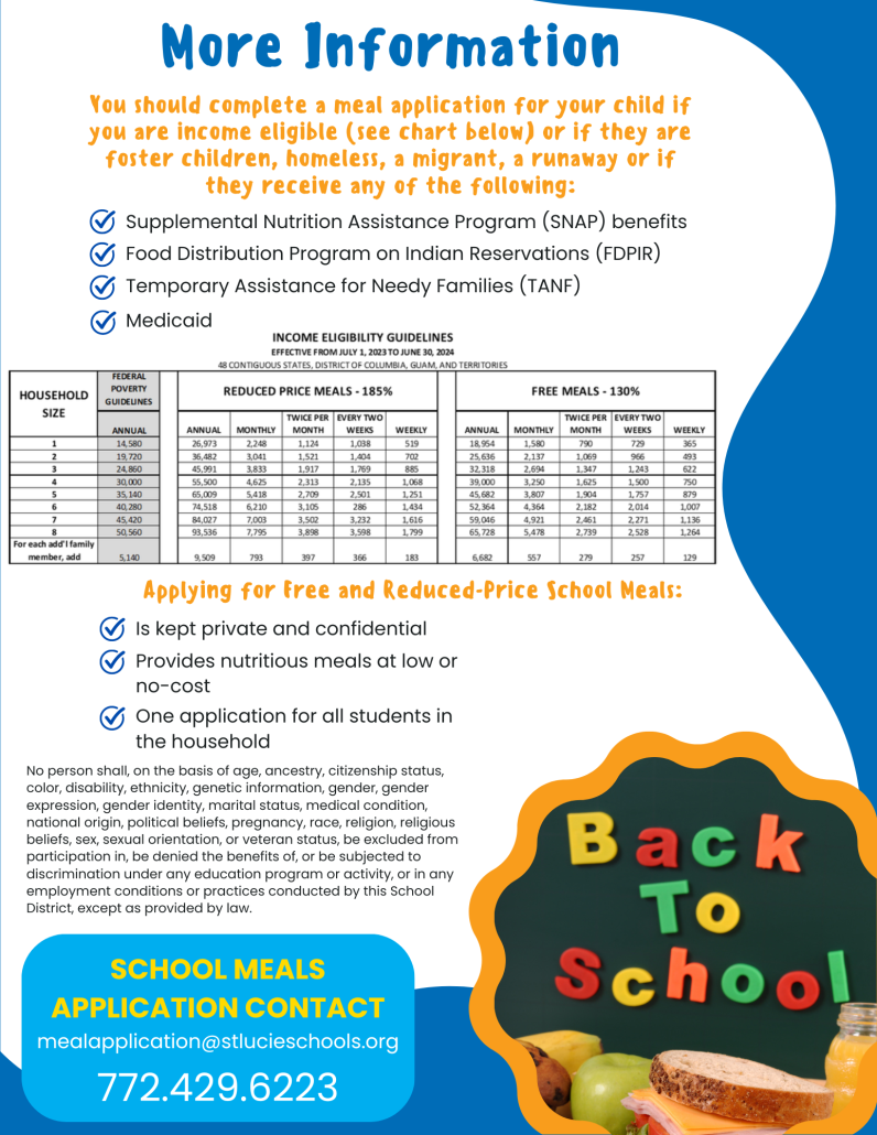 School Meal Application - St Lucie Public Schools